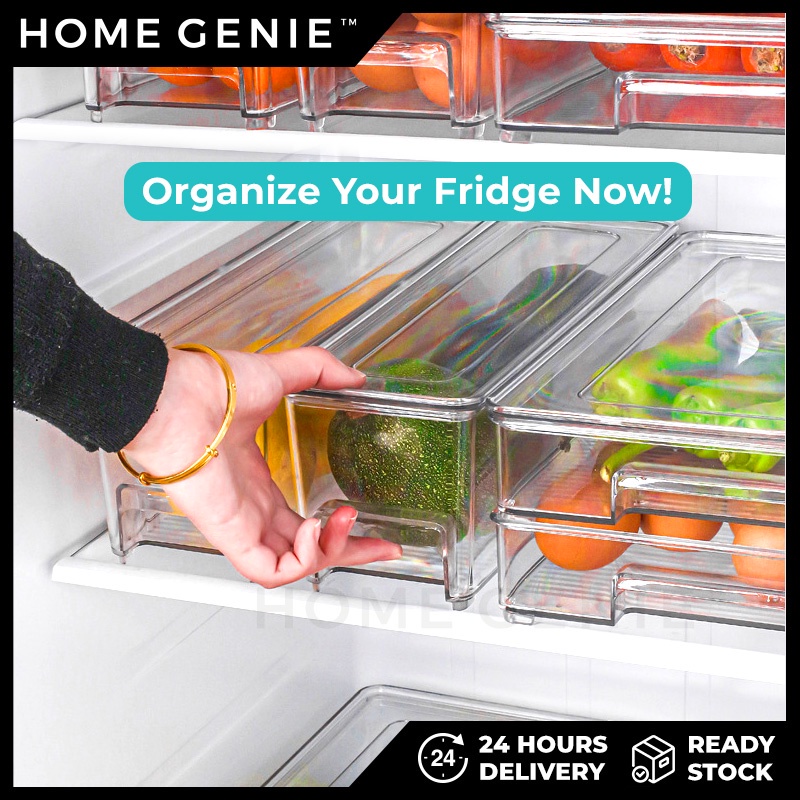 Refrigerator Organizer Container Storage Box With Handle Kitchen Fridge ...