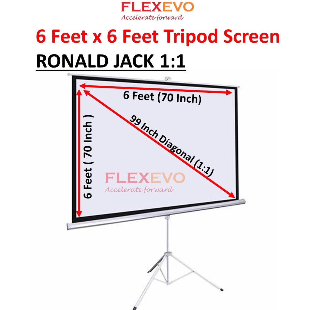 Ronald Jack 6 Feet X 6 Feet 70 Inch x 70 Inch Portable Projector Tripod ...