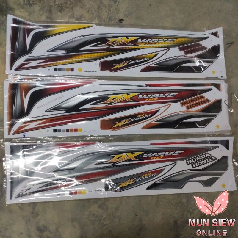 stiker sticker body stripe cover set honda wave110dx wave 110dx wave ...