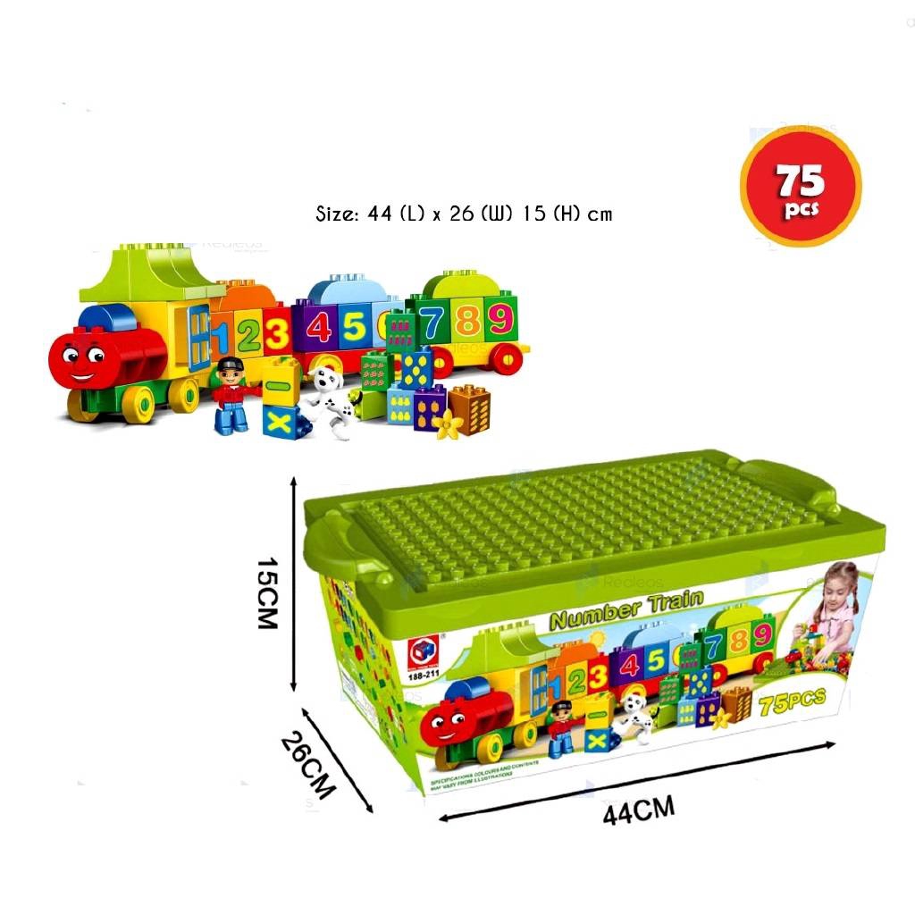 Mainan Blok Brick Keretapi 75 Pcs Number Train Building Blocks Set Kids ...