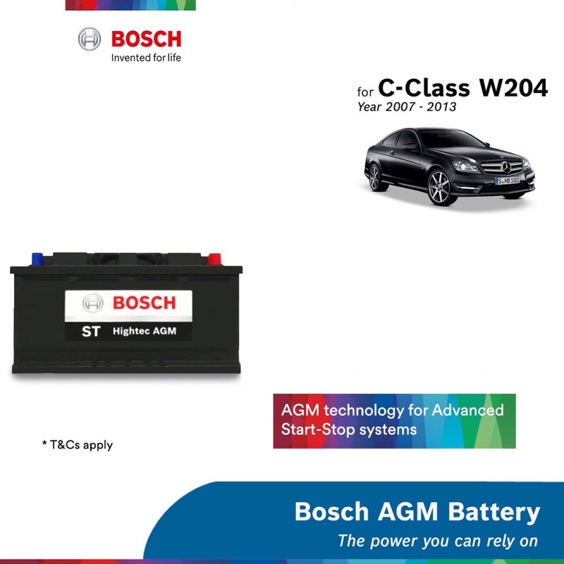 Bosch ST Hightec AGM LN4 / DIN80 Battery for Mercedes Benz C-Class W204 ...