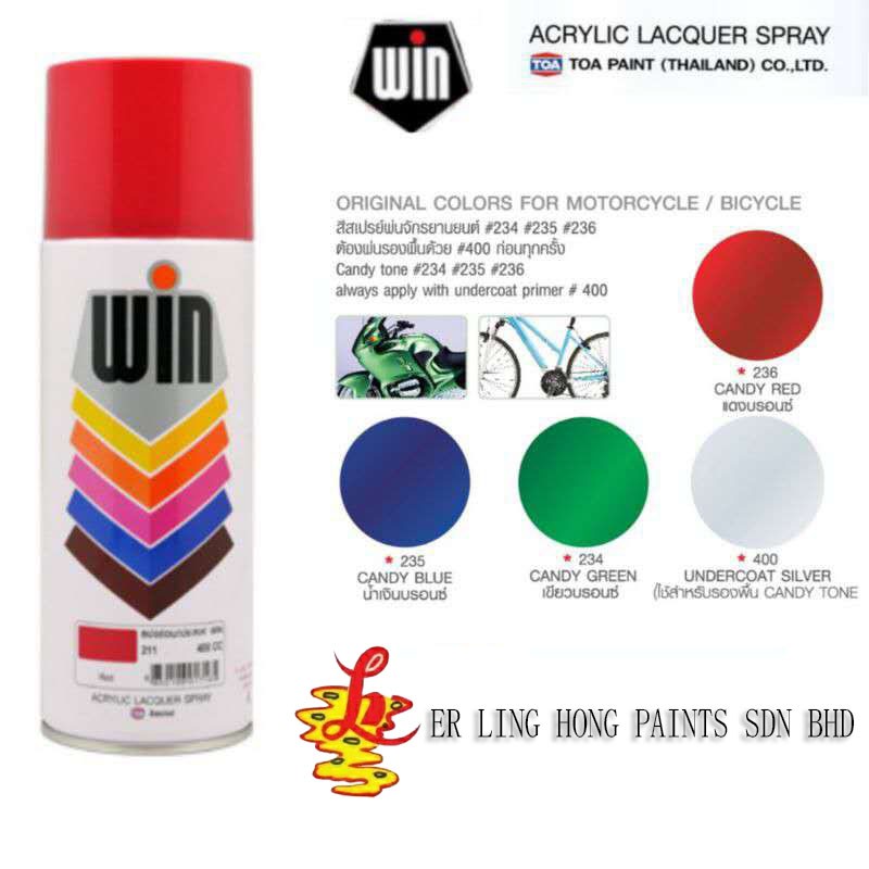 ORIGINAL COLORS FOR MOTORCYCLE / BICYCLE WIN ACRYLIC LACQUER SPRAY ...
