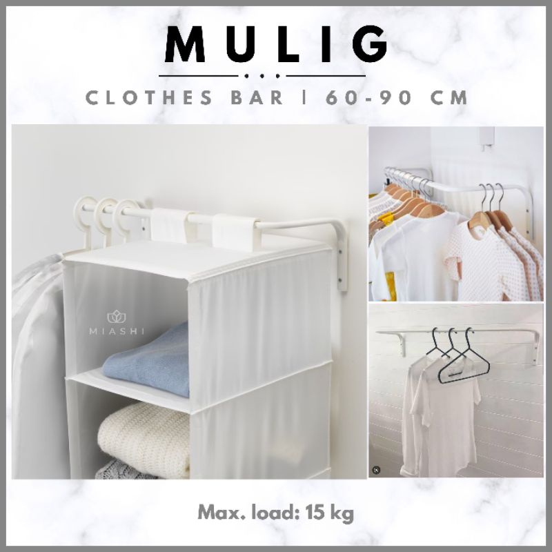 IKEA MULIG | Clothes Bar, White, 60-90 cm, Clothes Rack, Besi Penyidai ...