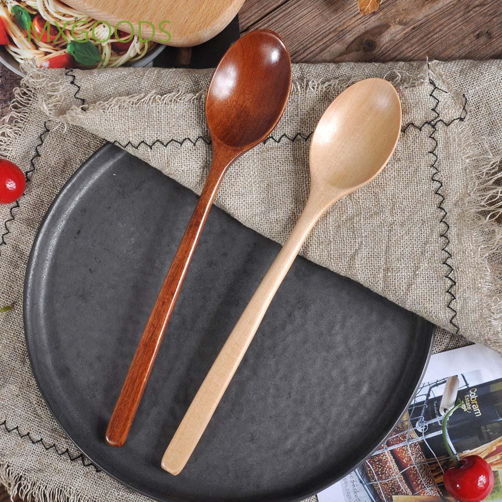 MXGOODS Durable Spoons Wood Teaspoon Wooden Spoons Tableware Flatware ...