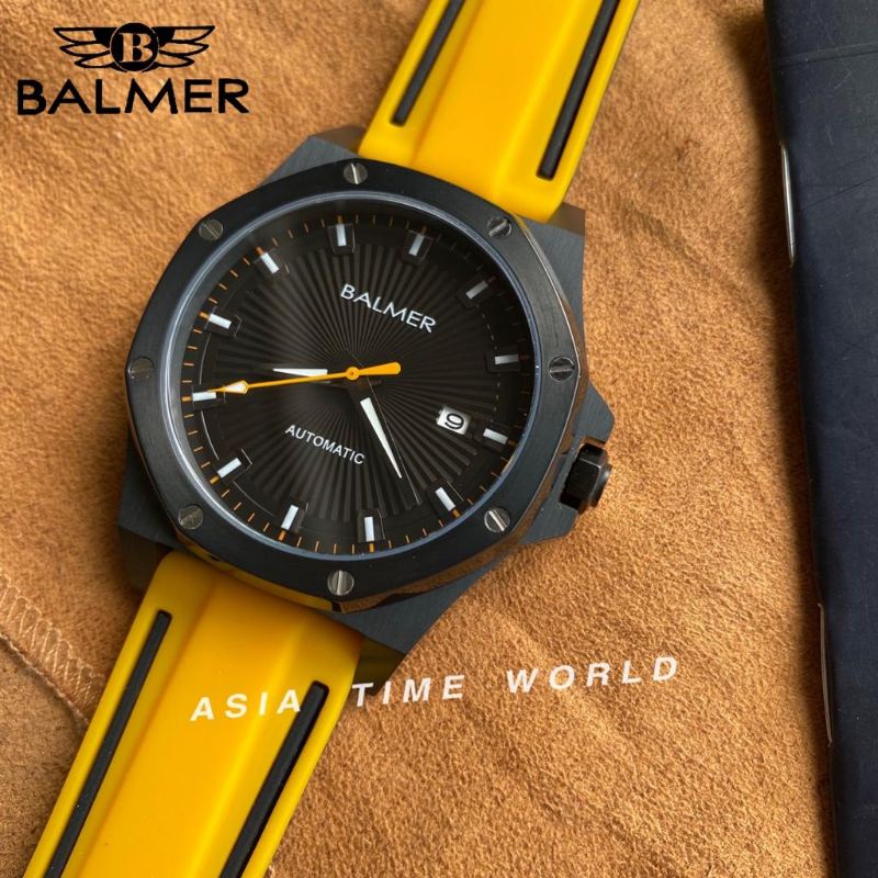 BALMER | 9191G BK-9 Yellow Rubber Strap Automatic Men Watch Limited ...