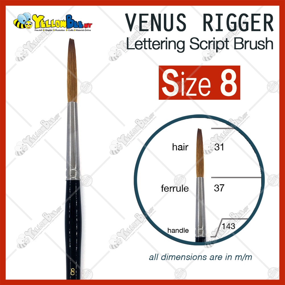 VENUS Sable Rigger Brush 2210 #8 [1pc] Scroll Script Writer Hand ...