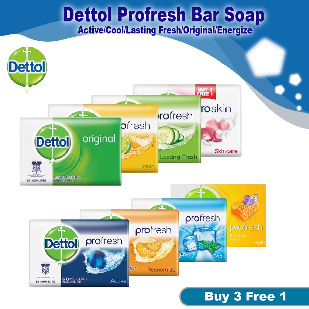 Dettol Profresh Bar Soap - Active/Cool/Lasting Fresh/Original/Energize ...