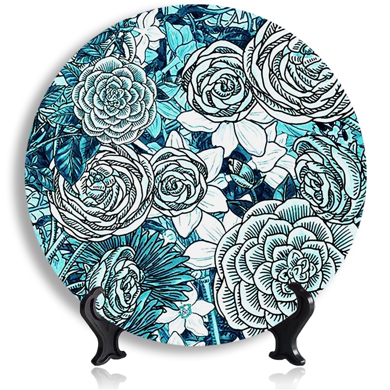 Retro European Porcelain Pattern Mosaic Ceramic Decoration Plate Modern ...
