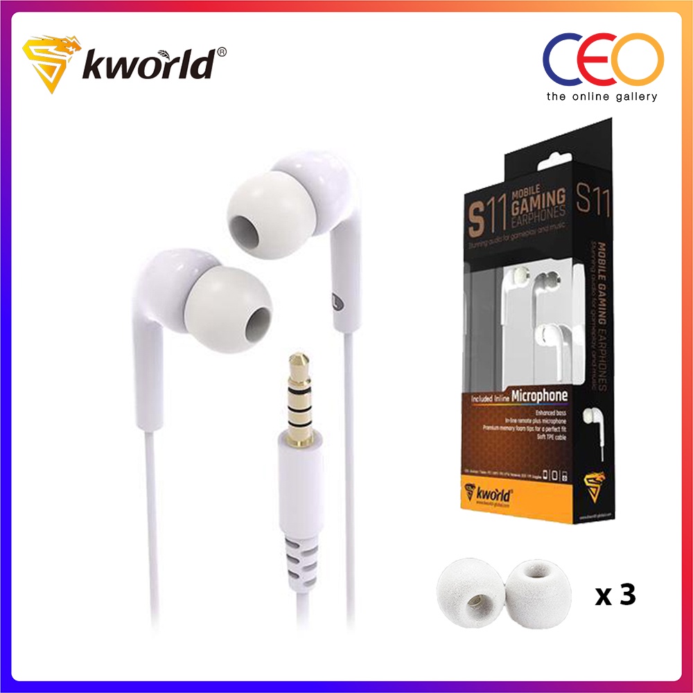 Kworld Mobile Gaming Earphones Enhanced Bass Inline Microphone Single 4 ...