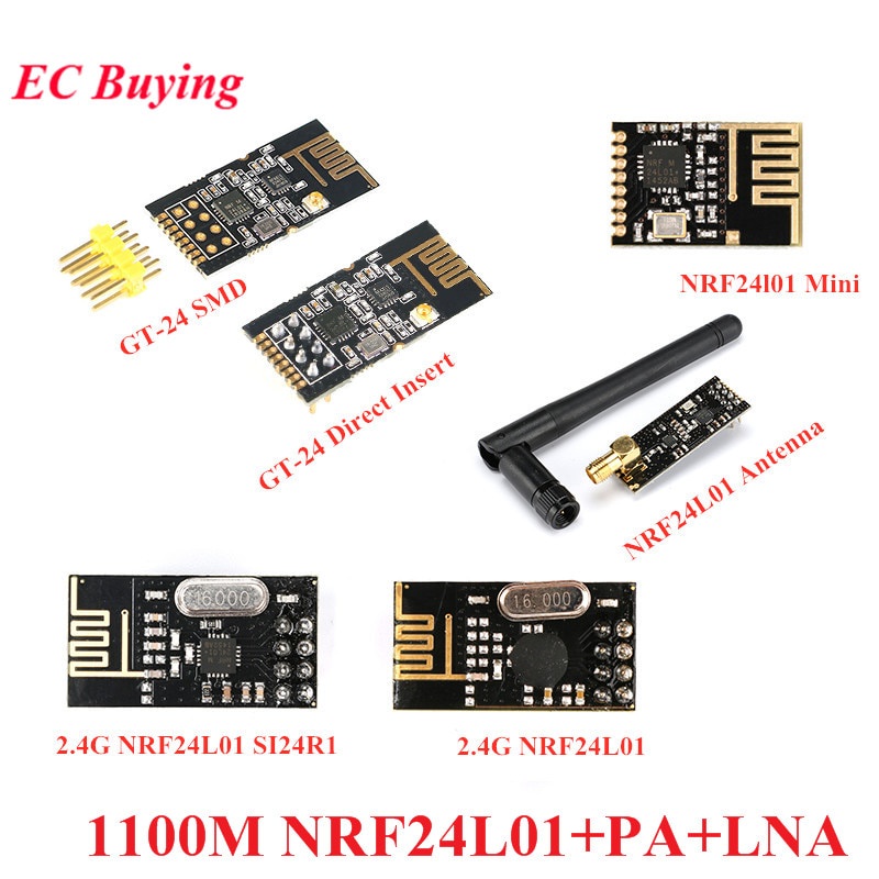 GT-24 Wireless Modules SMD NRF24L01+PA+LNA NRF24L01 1100 Meters With Wifi Transceiver For ...