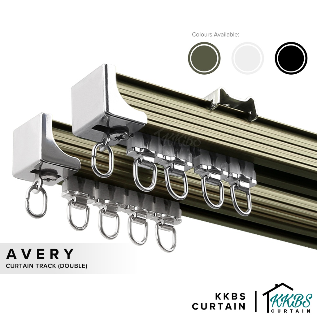 KKBS CURTAIN Avery Heavy Duty Curtain Track / Curtain Railing Double ...