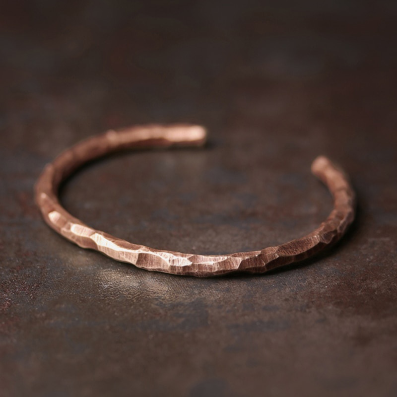 Hand Crafted Hammered Copper Bracelet Rustic Forged Do Old Punk Cuff ...