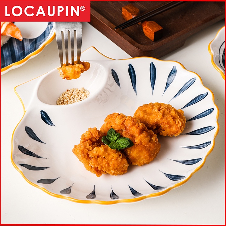 Locaupin Ceramic Dinner Plates Grid Plates Divided Plates Dumpling ...