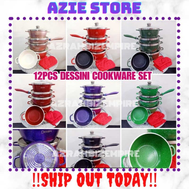 NEW! 12PCS SET PERIUK DESSINI GRANITE POT (ROUND BASE) / SET PERIUK ...