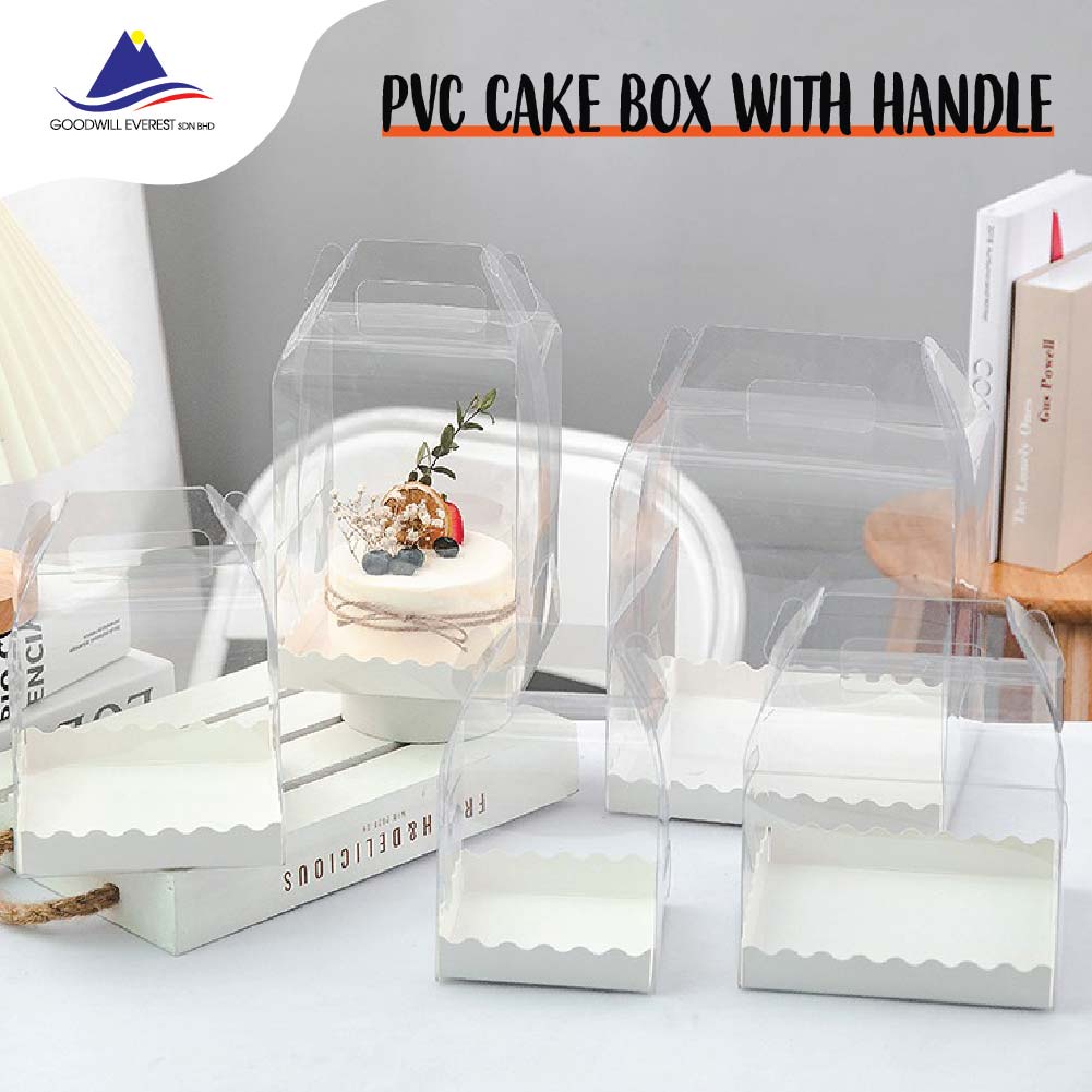 (5pcs) Transparent Handle PVC Cake Box, Clear Box for Bakery, Gift Box ...