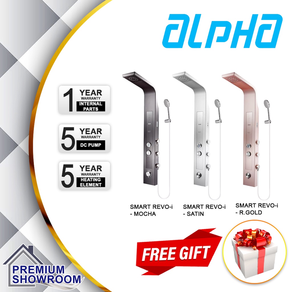 (AUTHORISED DEALER) ALPHA Smart Revo-i Water Heater Standard Shower Set ( MOCHA / SATIN / ROSE ...
