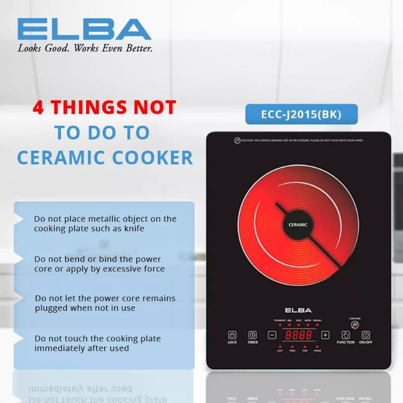Elba Ceramic Cooker ECC-J2015(BK) | Shopee Malaysia