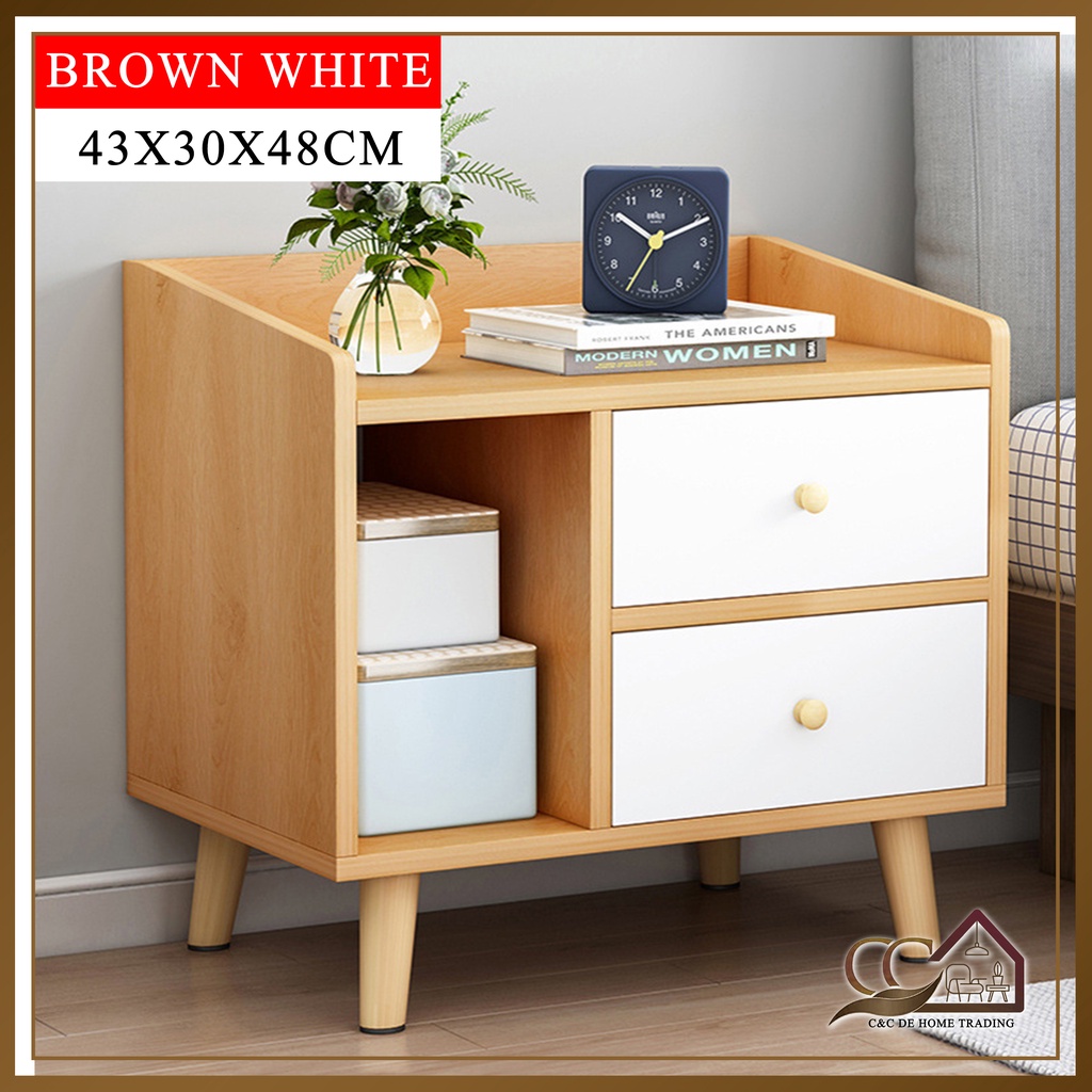 Modern Nordic Style Bedside Table Nightstand Desk With Drawer Coffee ...