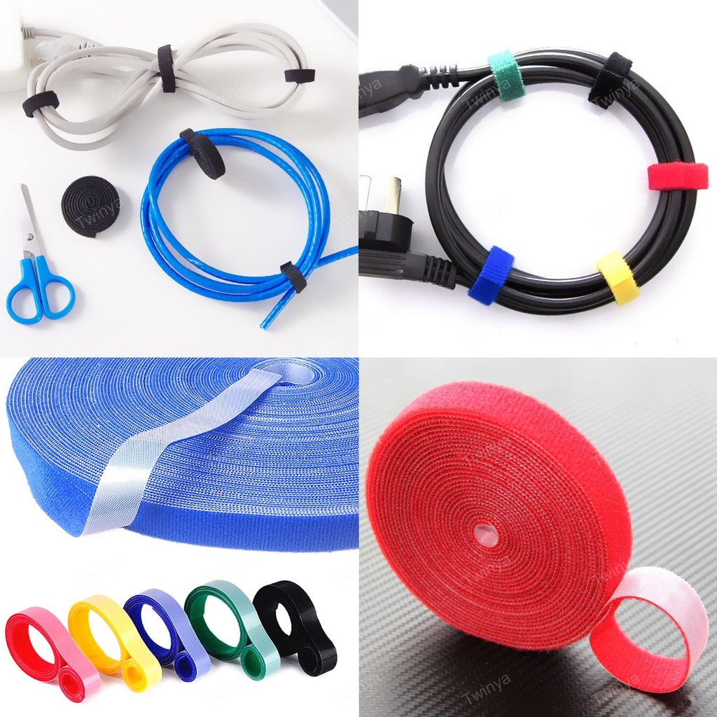 5M Wire Organizer hook loop Cable Ties Straps Tape Adhesive Fastener ...