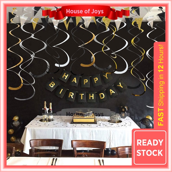 [Ready Stock] Happy Birthday Party Streamer backdrop Decor Double layer ...