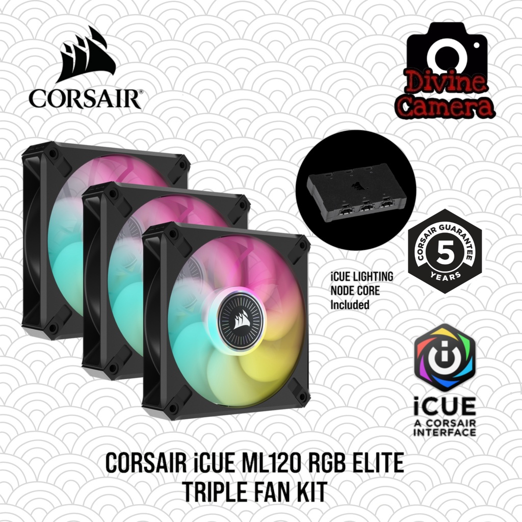 Corsair iCUE ML120 RGB ELITE Premium 120mm PWM Magnetic Levitation Fan ...
