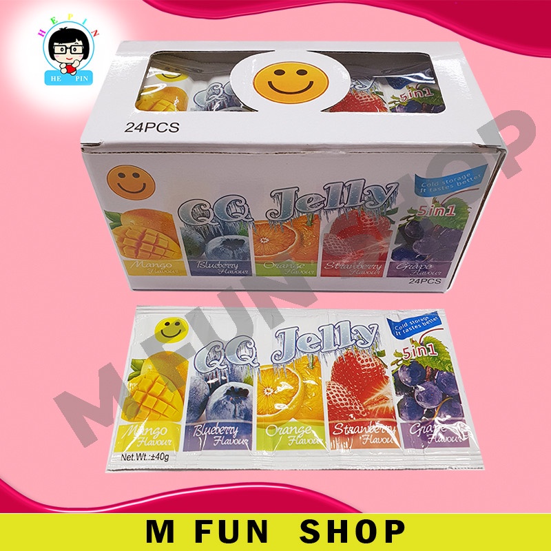 *Halal* 24Pcs Perisa Buah 5 dalam 1 QQ Konjac Jelly - Mango / Blueberry / Orange / Strawberry ...