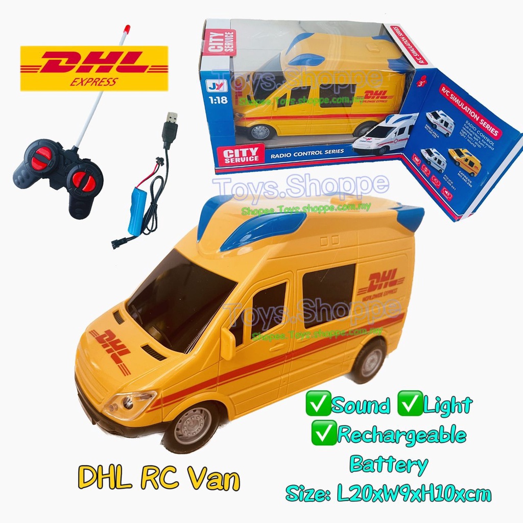 Remote Control Cargo Courier Lorry DHL Van with Light and Sound RC ...