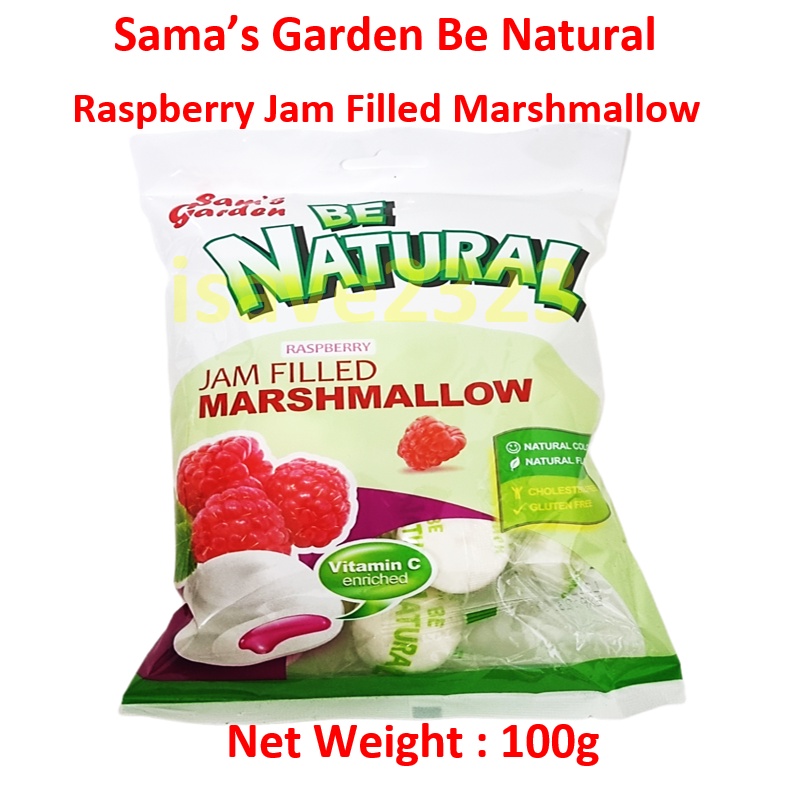 [HALAL] Sama's Garden Be Natural Raspberry Jam Filled Marshmallow (100g) | Shopee Malaysia