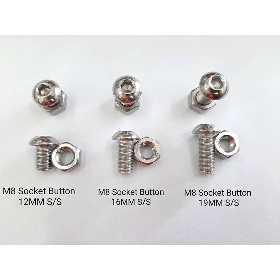 M8 SOCKET BUTTON HEAD & NUT (STAINLESS STEEL SET) | Shopee Malaysia