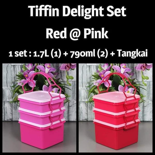TRIFFIN DELIGHT SET TUPPERWARE/ MANGKUK TINGKAT/ BEKAL MAKANAN/ BEKAS ...