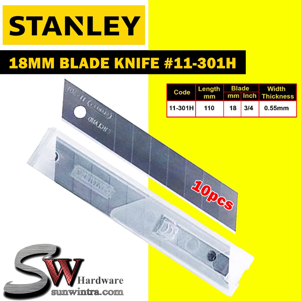 STANLEY 10pcs x 18MM QUICK POINT REPLACEMENT BLADE #11-301H | Shopee ...