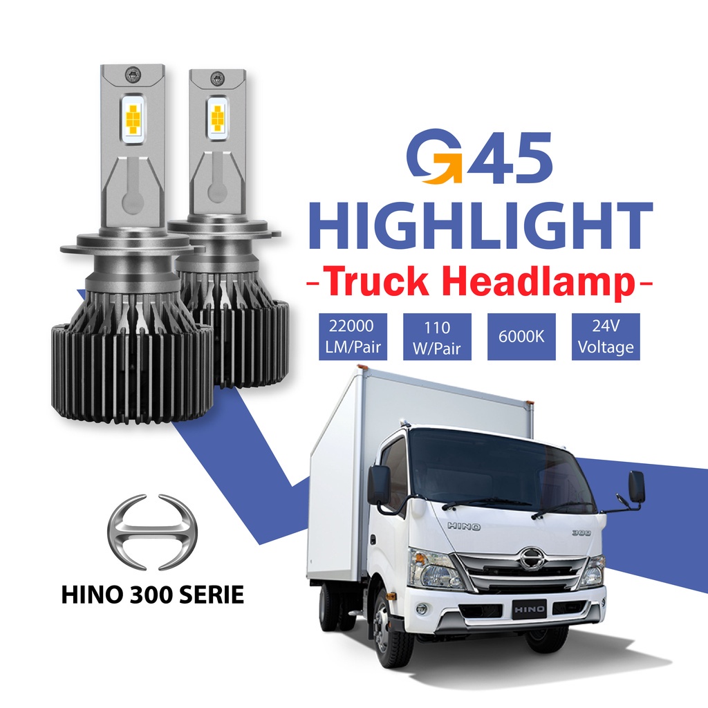 2PCS *1Year Warranty* Hino 300 Series Truck & Lorry LED Headlight Foglight 24V H1 H4 H7 H8/H11 ...