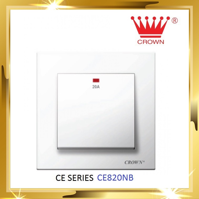 CROWN CE 20A Double Pole Flush Switch (Heater Switch) c/w Neon ...