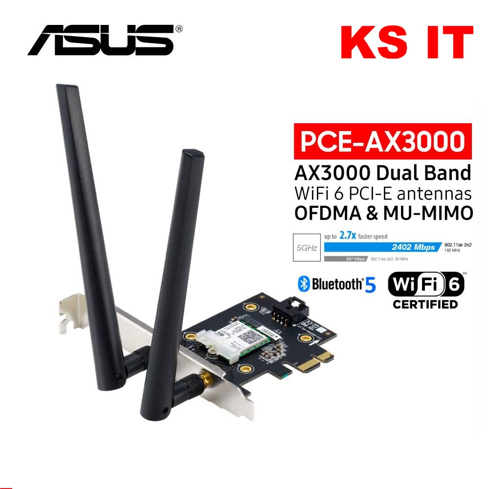 ASUS PCE-AX3000 WIFI 6 PCIE ADAPTER WITH ANTENNA (BULK PACK) | Shopee ...