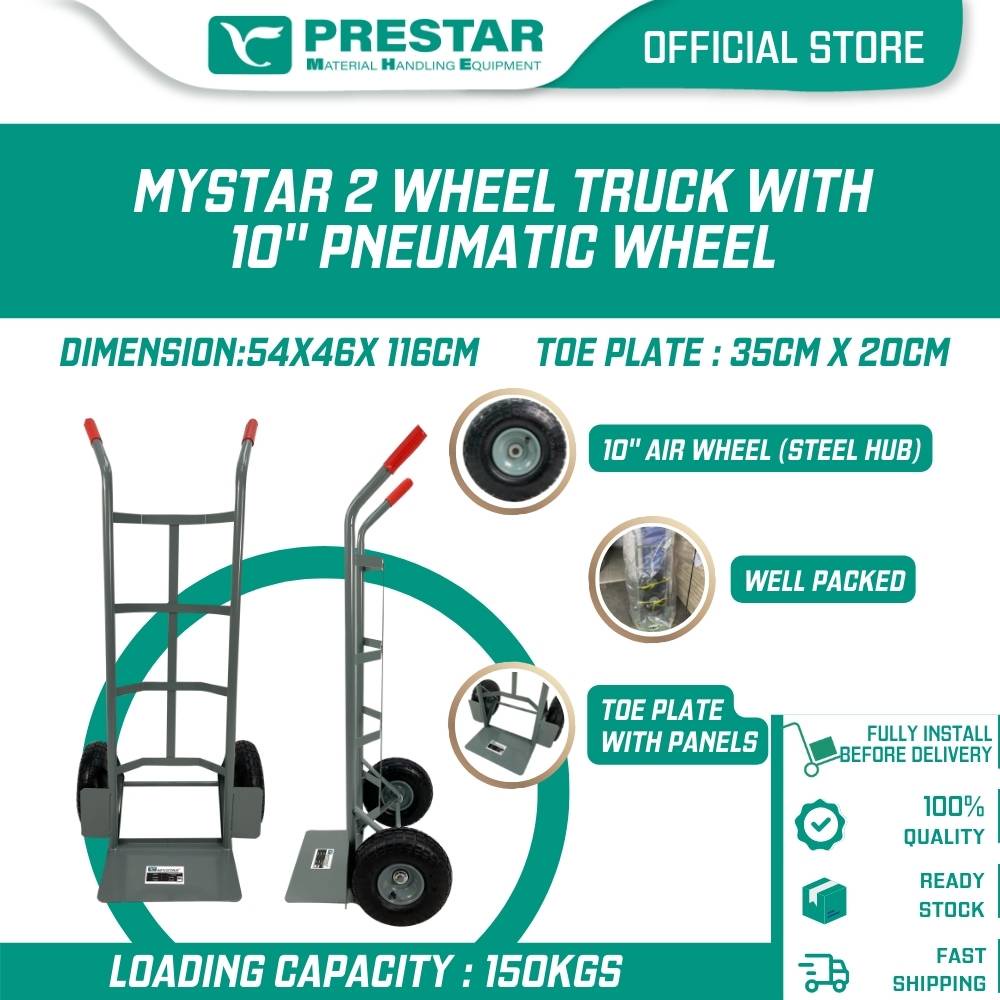 PRESTAR MHE Mystar 2 Wheels Hand Trolley With 10"Pneumatic Wheel Body ...