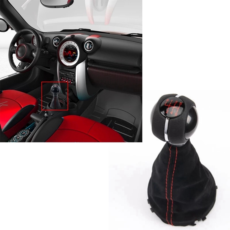 6 Speed Manual Gear Lever Shift Knob with Gaitor Leather Boot for Mini ...