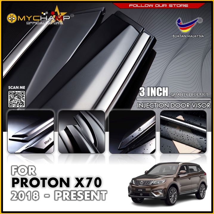 Proton X70 3" Injection Door Visor With X70 Logo 3INCH Air Press Car ...