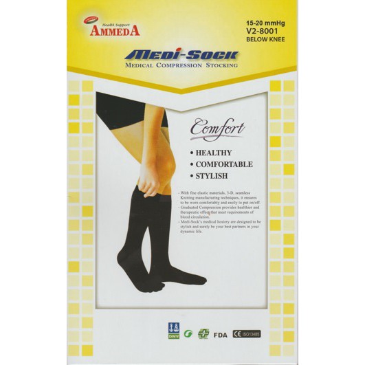 AMMEDA MEDI-SOCK Medical Compression Stocking BELOW Knee (S/M/L/XL/XXL ...