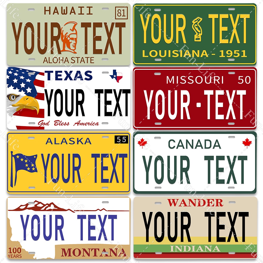 New Your Text Custom License Plate Poster Vintage Home Decor Retro ...