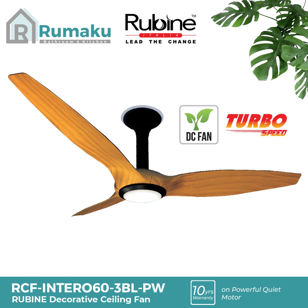 RUBINE Intero RCF-INTERO60-3BL-PW 60 Inch Ceiling Fan | Shopee Malaysia