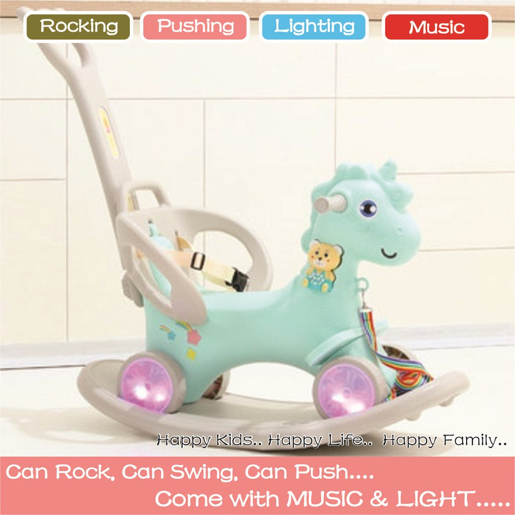 TOYS STREET (TS19014)_2 IN 1 CUTE PONY ROCKING HORSE ROCKER AND ROLLER ...