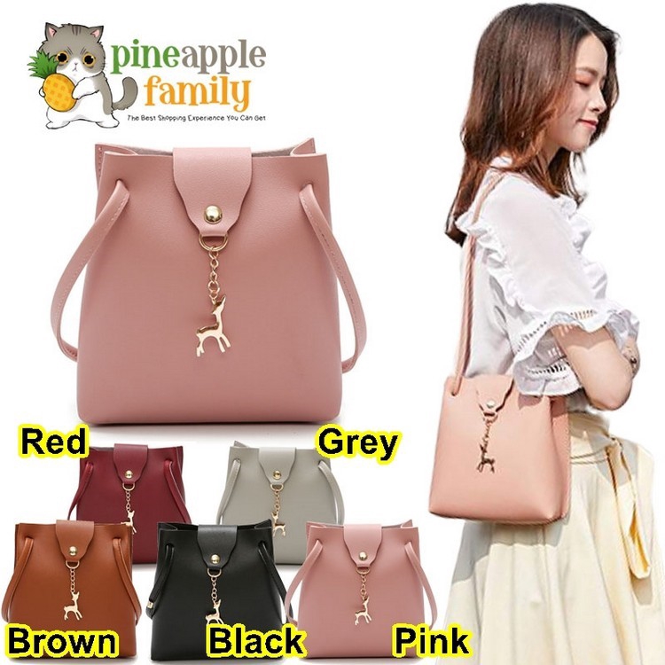 PF STYLE Deer Bucket Sling Bag Shoulder Handbag Bags Fashion Cute Beg ...