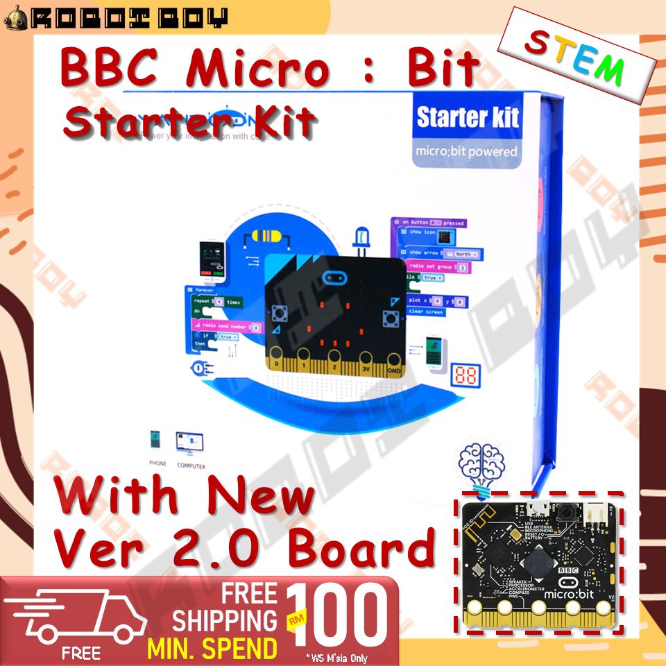 🔥Ready Stock🔥BBC Starter kit v2/Microbit v2/Micro:bit V2.0 Blocks Coding Starter Learning Kit ...