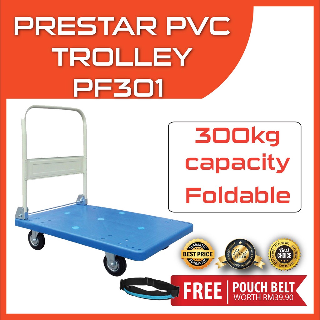 Prestar PVC Hand Trolley (Single Deck, Foldable Handle) 300kg - PF301 ...