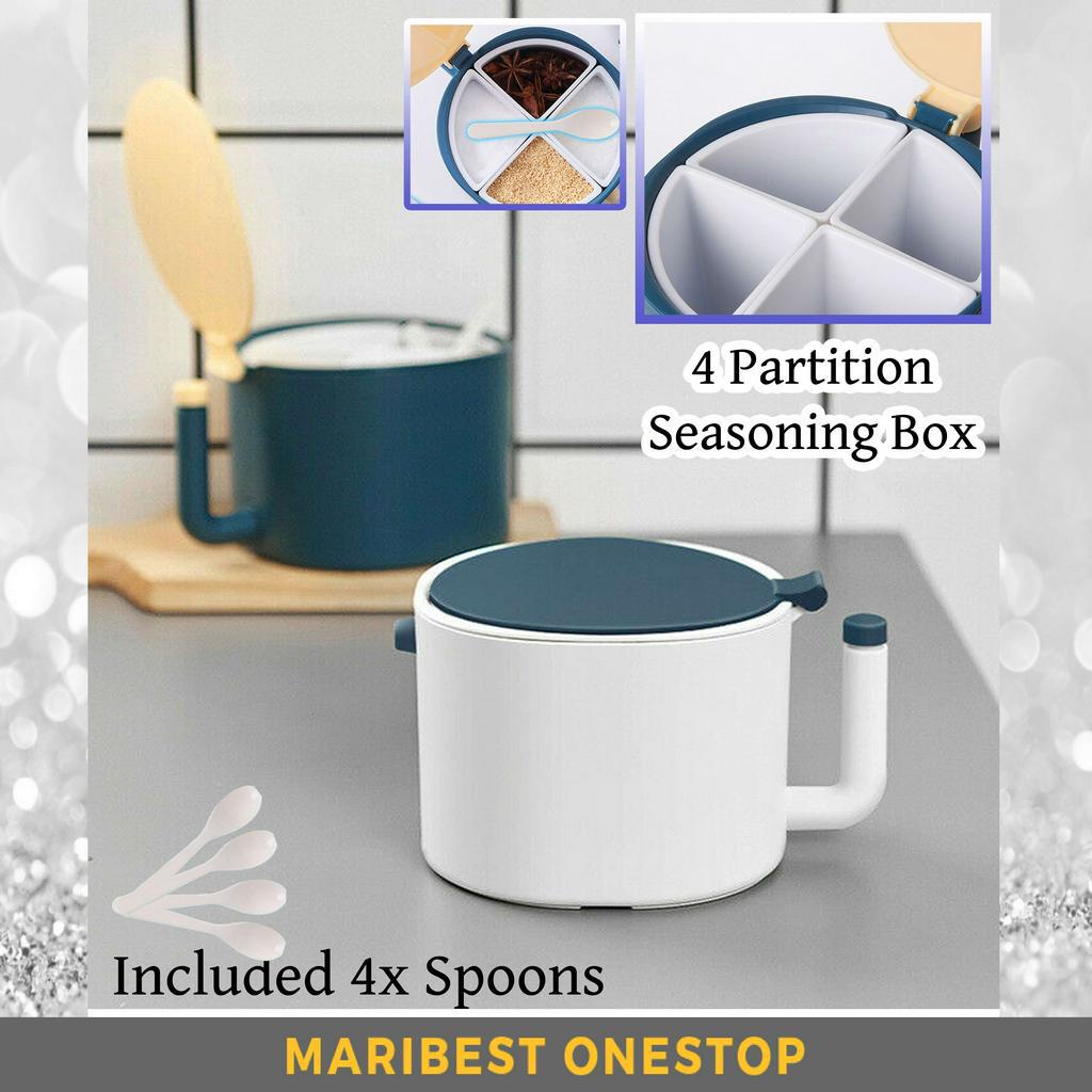 4 Grid Seasoning Box Spice Pots Salt Pepper Spice Jar Kitchen Spice ...