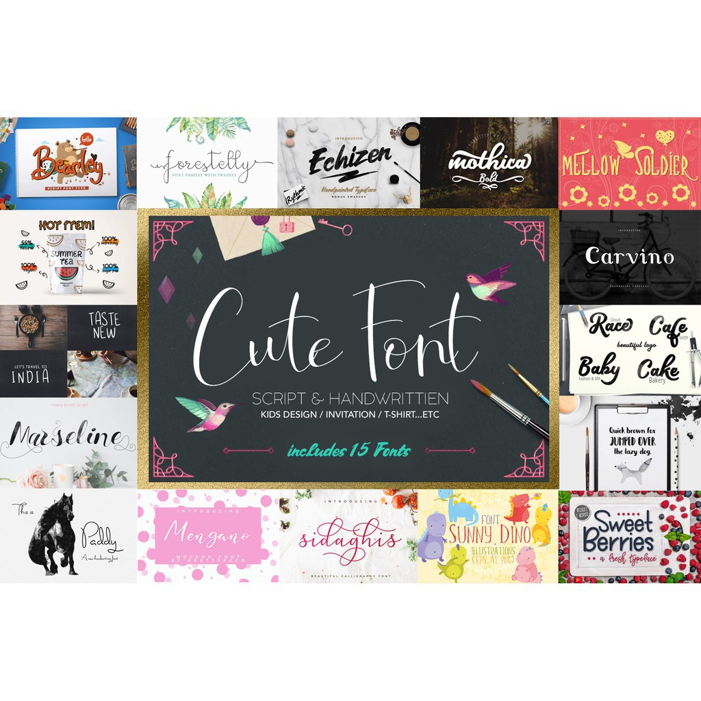 [ FONT ] 🔥 Cute Fonts Bundle 🔥 15 Unique Cute & Script Font for Kids ...