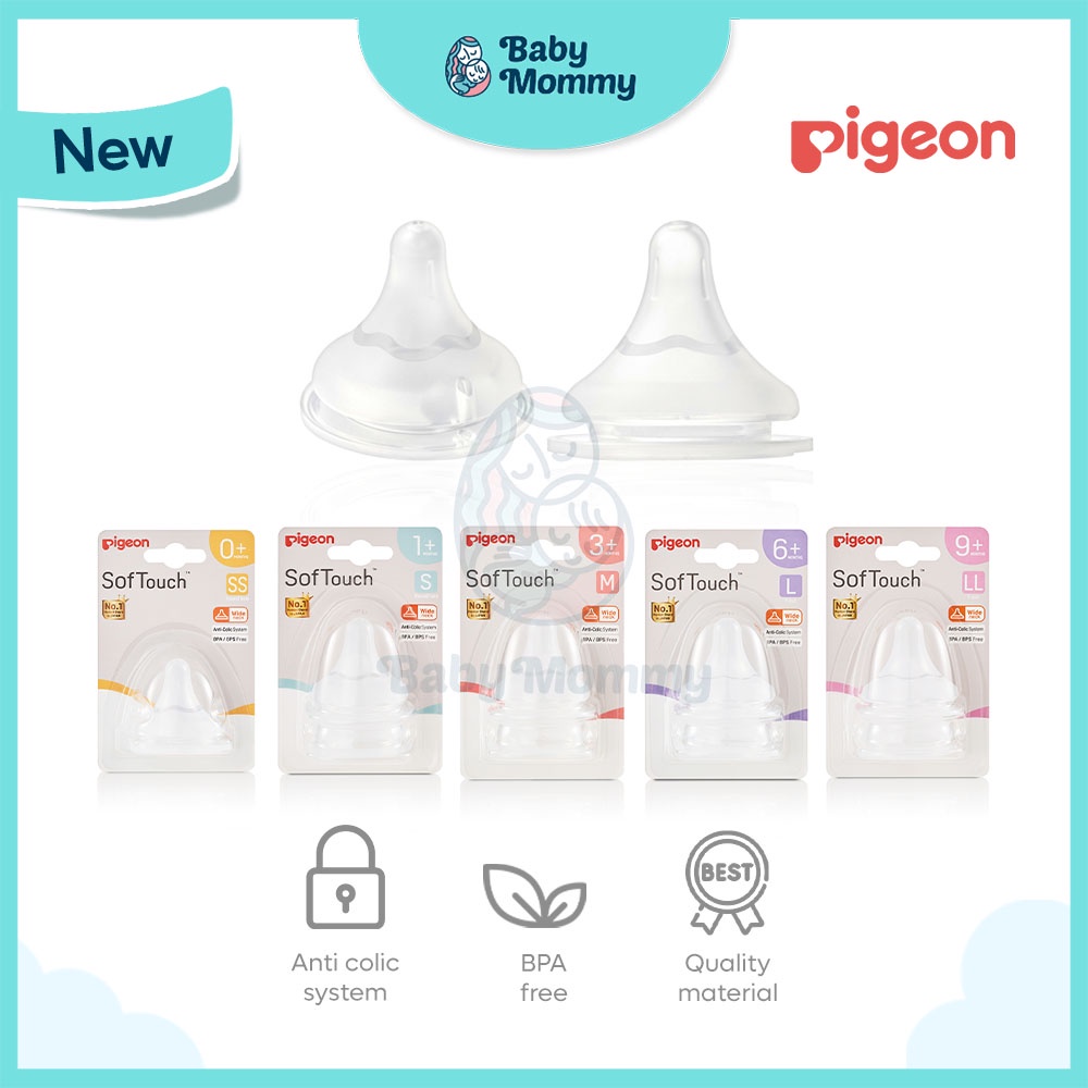 🇲🇾 Ready Stock 2PCS/PACK 100% Original Pigeon SofTouch™ Wide-Neck Teat ...