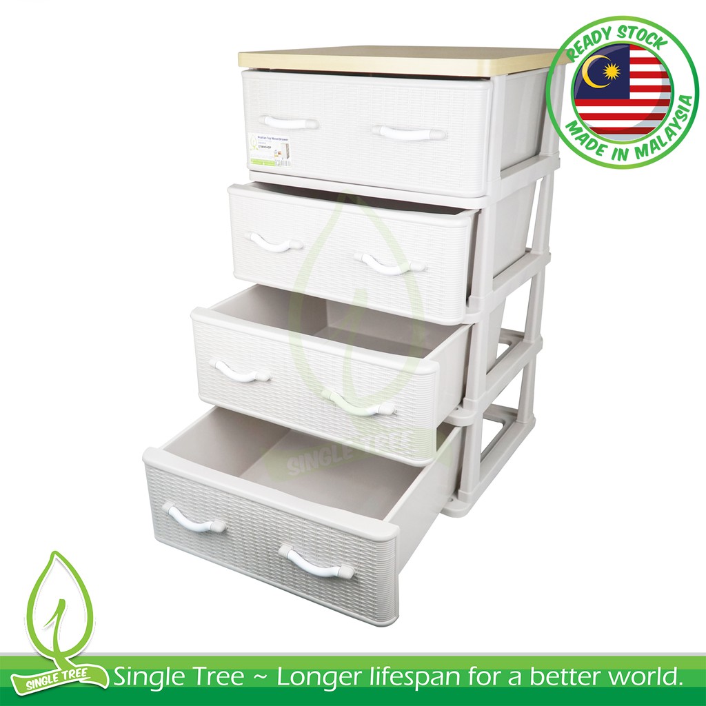 SINGLE TREE 4 Tiers Storage Drawer Cabinet with Prattan Design ...