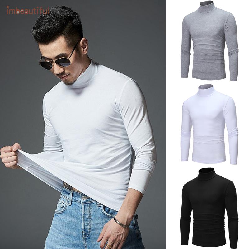 Men Male Shirt Inner Shirts T-Shirt High Neck Slim Fit Tight Shirt Man ...