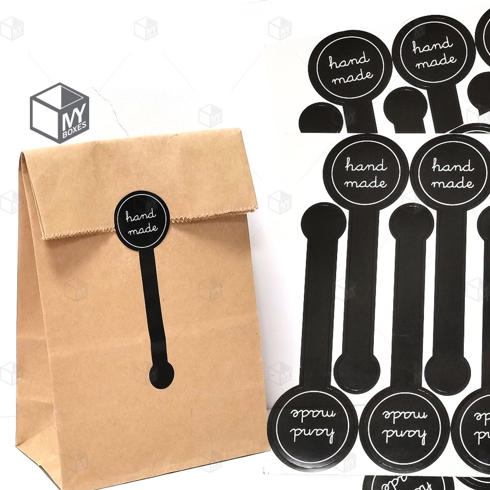 50PCS HandMade Black Stickers Long Label Cake Packaging Sealing Labels ...